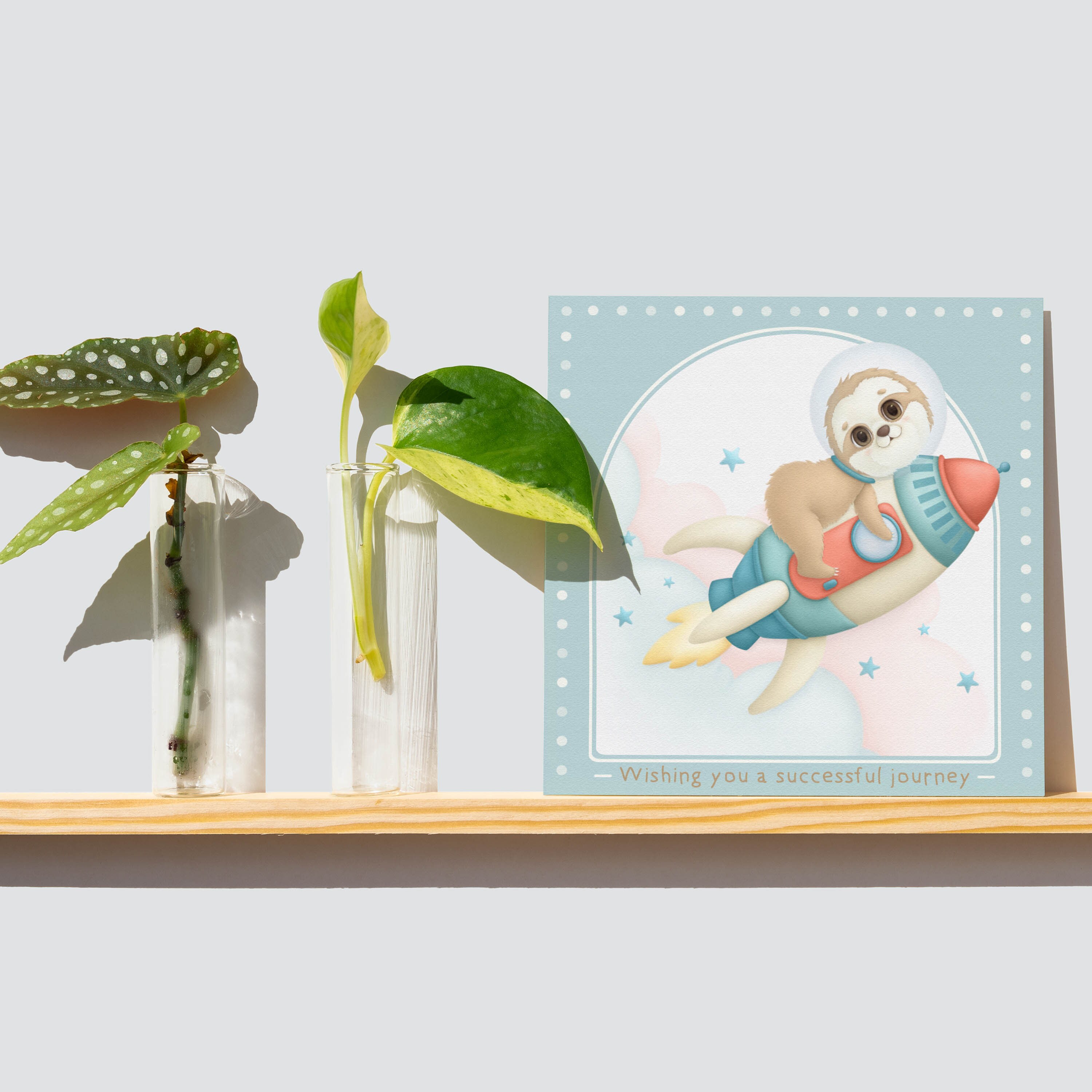 Printable Back to School Card, Graduation Card, Rocket Sloth Greeting ...