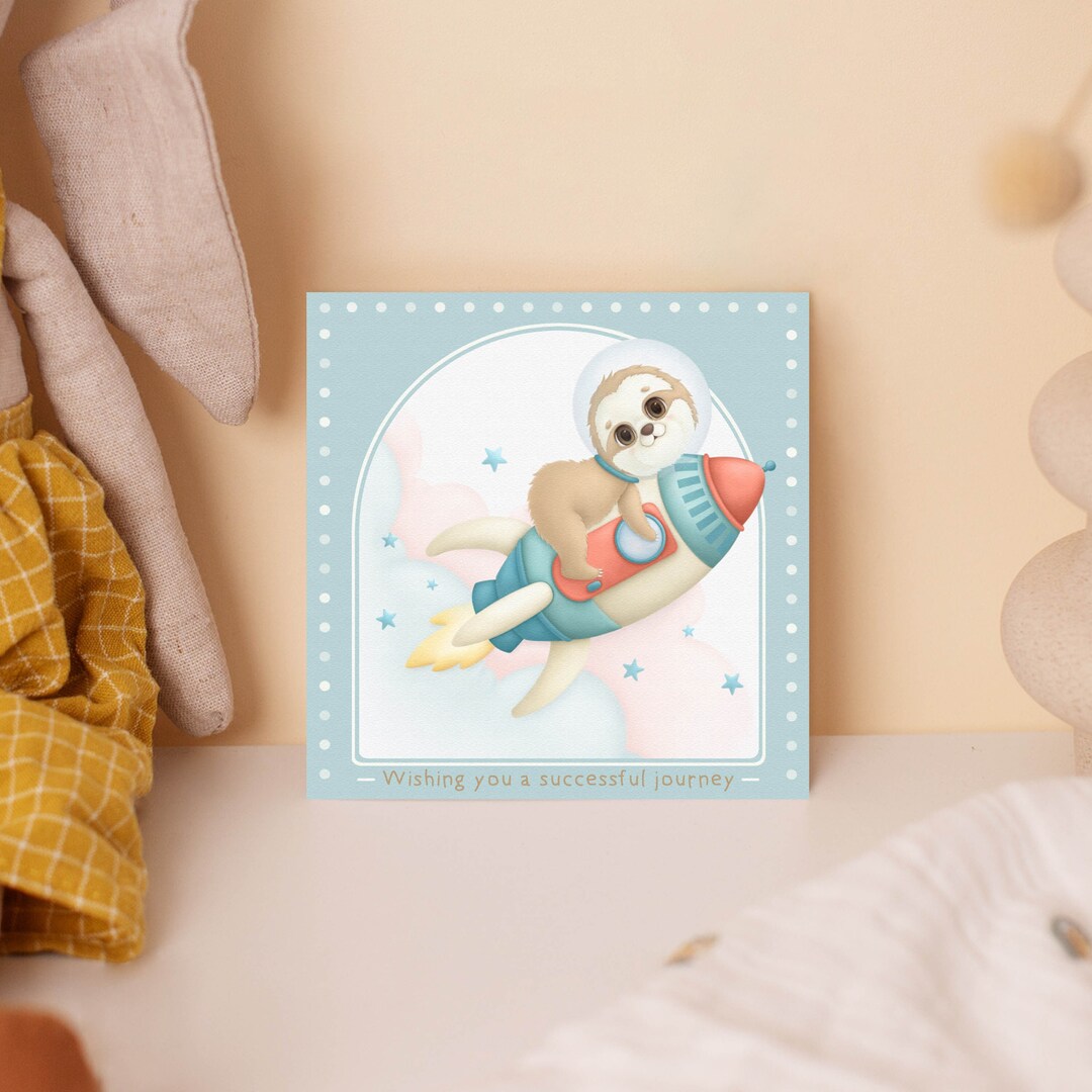 Printable Back to School Card, Graduation Card, Rocket Sloth Greeting ...
