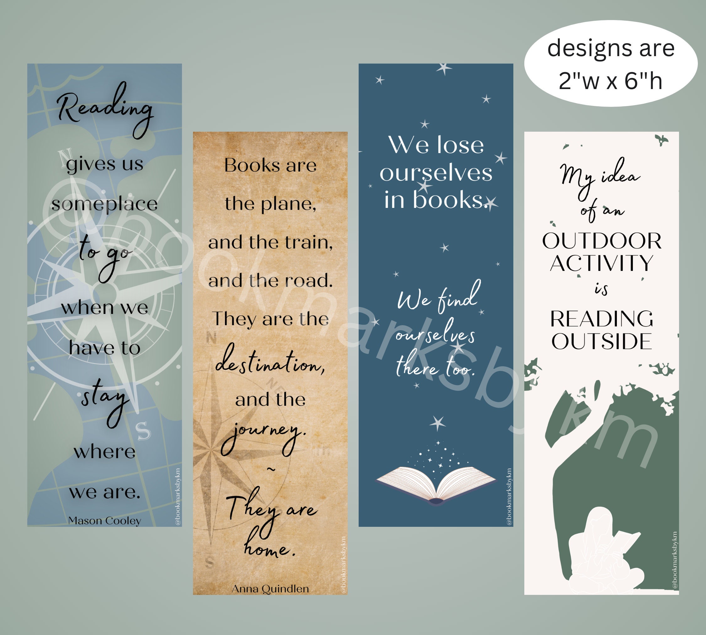 Printable Bookmarks Reading & Travel Set of 4 Digital Download - Etsy