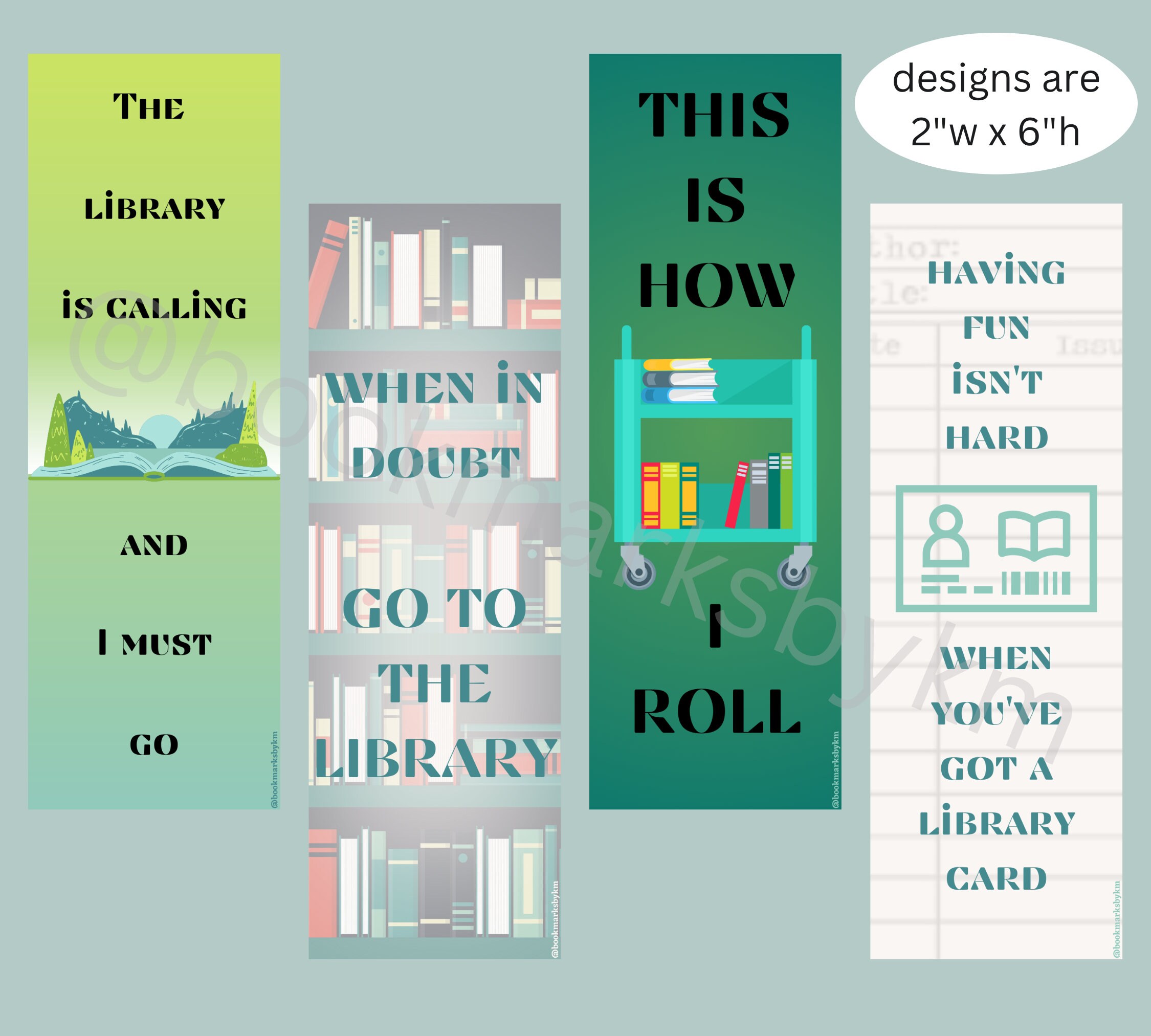 Printable Bookmarks Library Lover Set of 4 Digital Download - Etsy