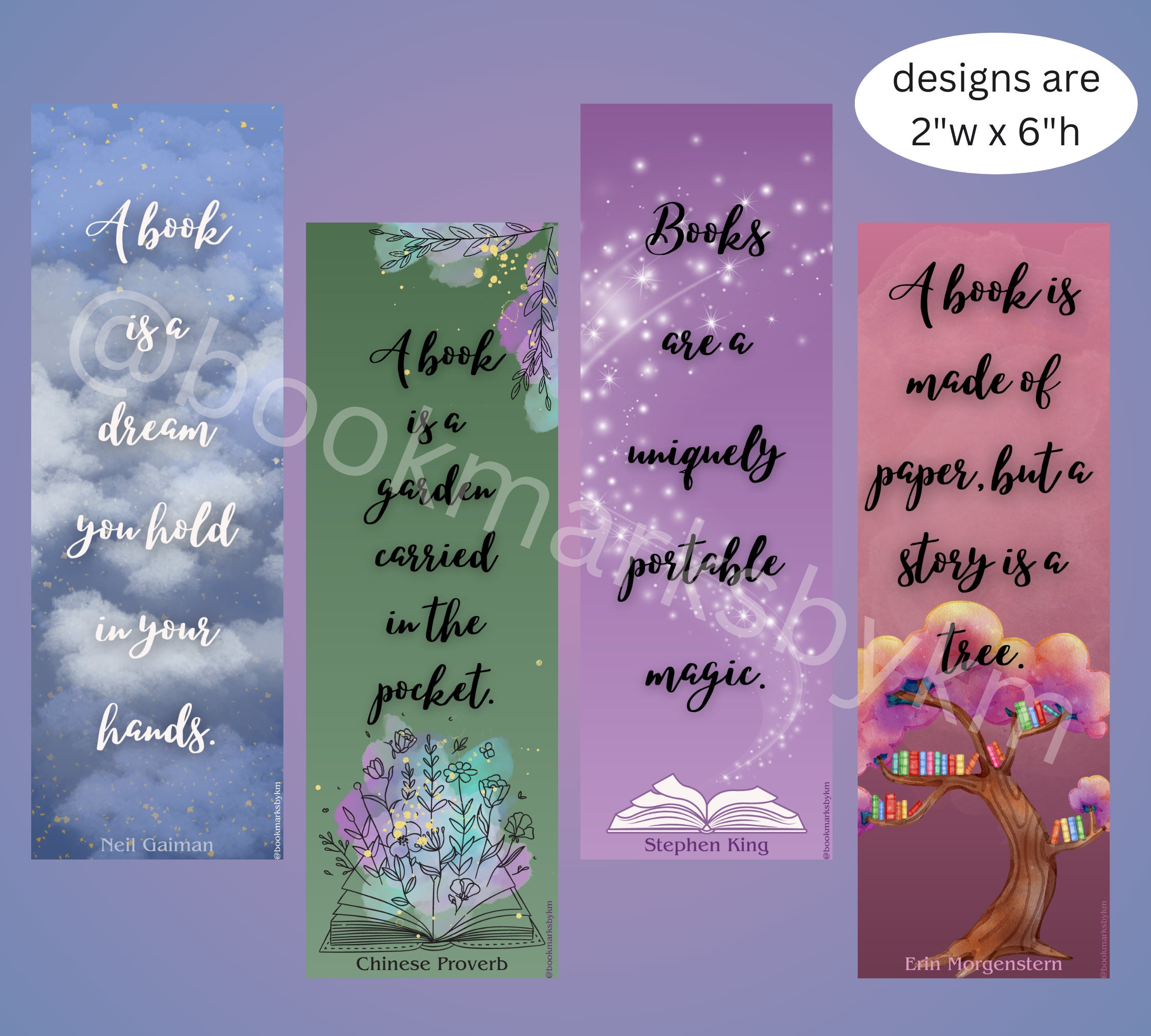 Printable Bookmarks Book Appreciation Set of 4 Digital Download - Etsy