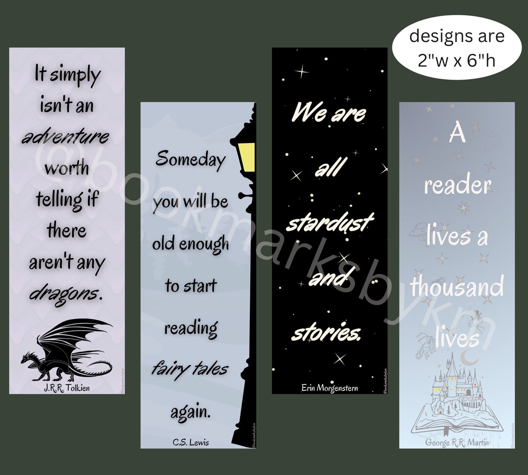 Printable Bookmarks Fantasy Fiction Set - Etsy