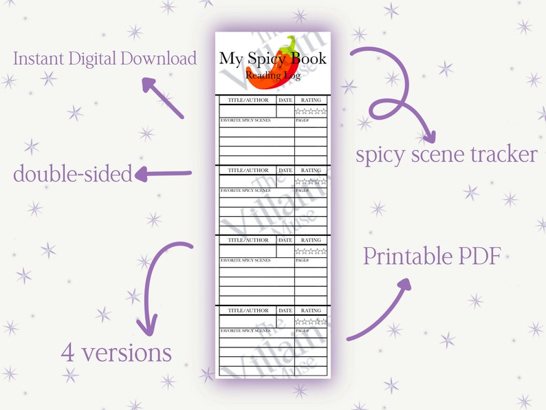 Printable Spicy Book Tracker Bookmark Reading Log for Smut - Etsy