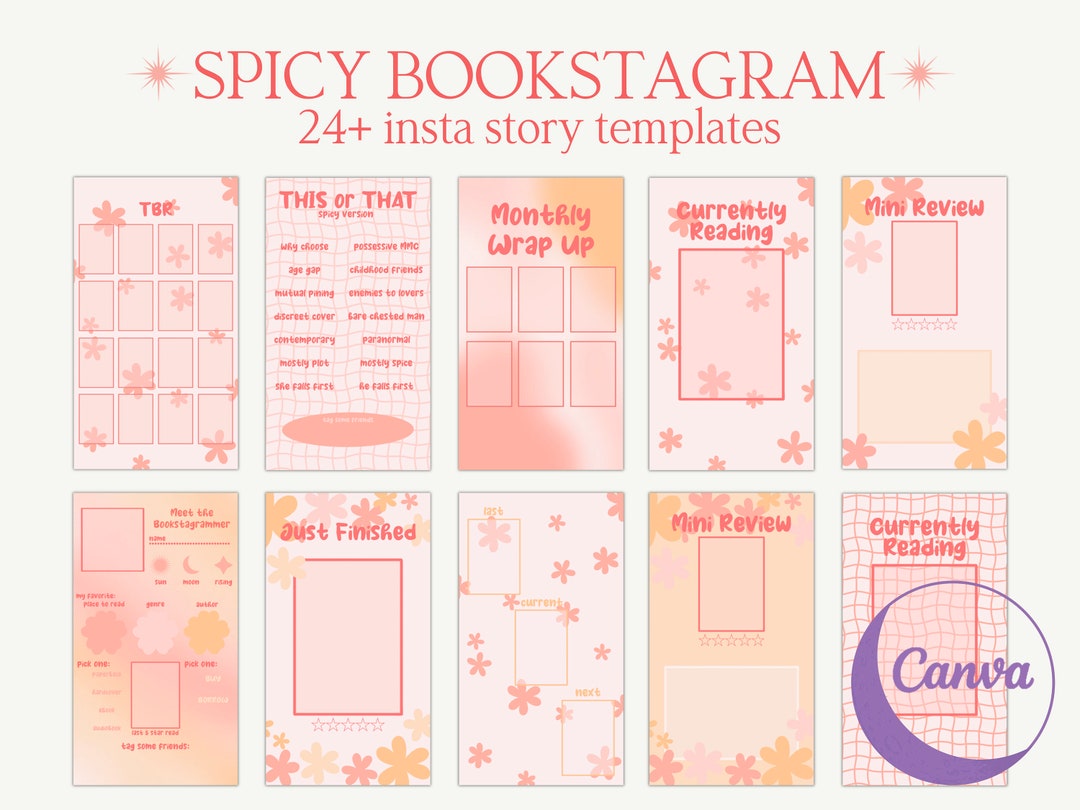 Bookish Instagram Story Posts, Spicy Bookstagram Canva Templates, Insta ...