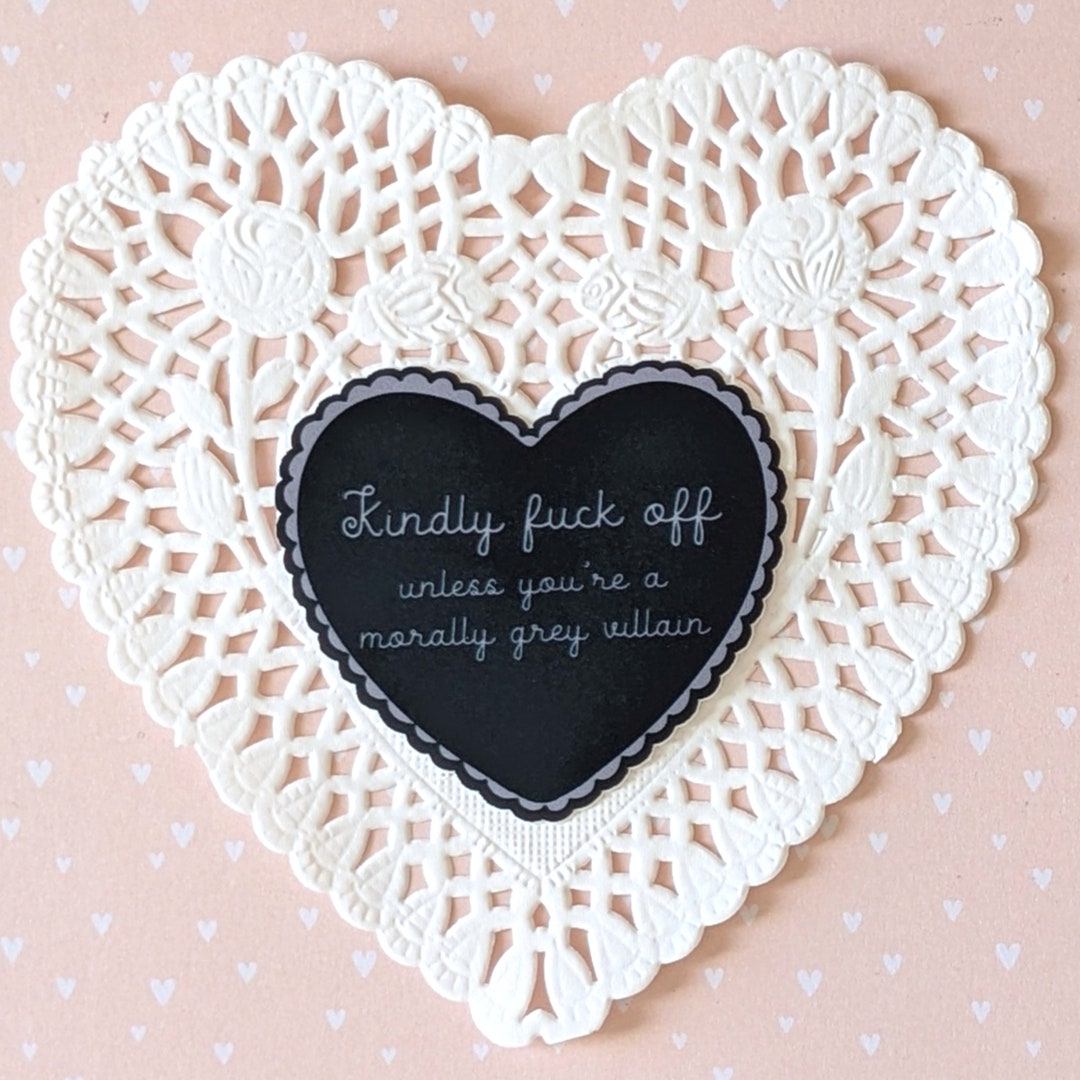 Black Morally Grey Villain Valentine Heart Bookish Sticker Kindle ...