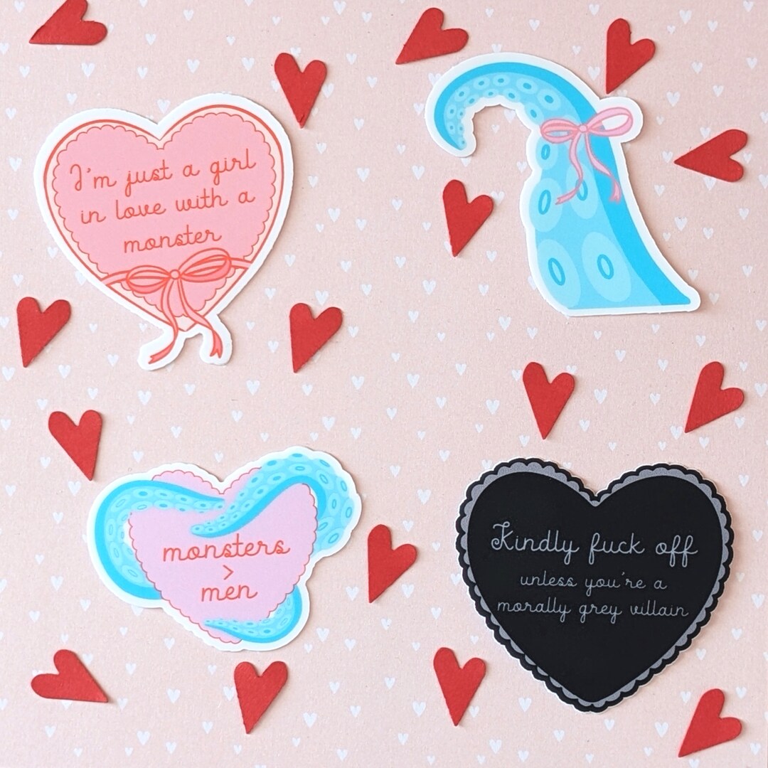 Full Valentine Bundle Tentacles and Hearts Bookish Sticker Kindle ...
