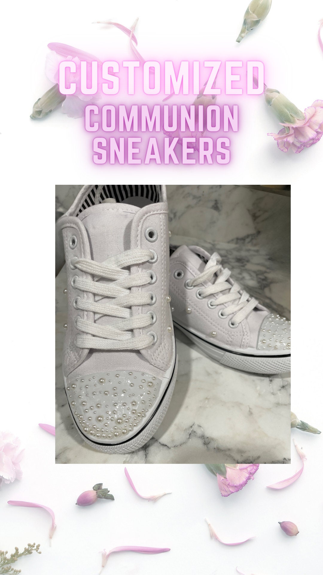 Custom White Pearl Wedding Flower Girl Shoes, First Communion Shoes ...