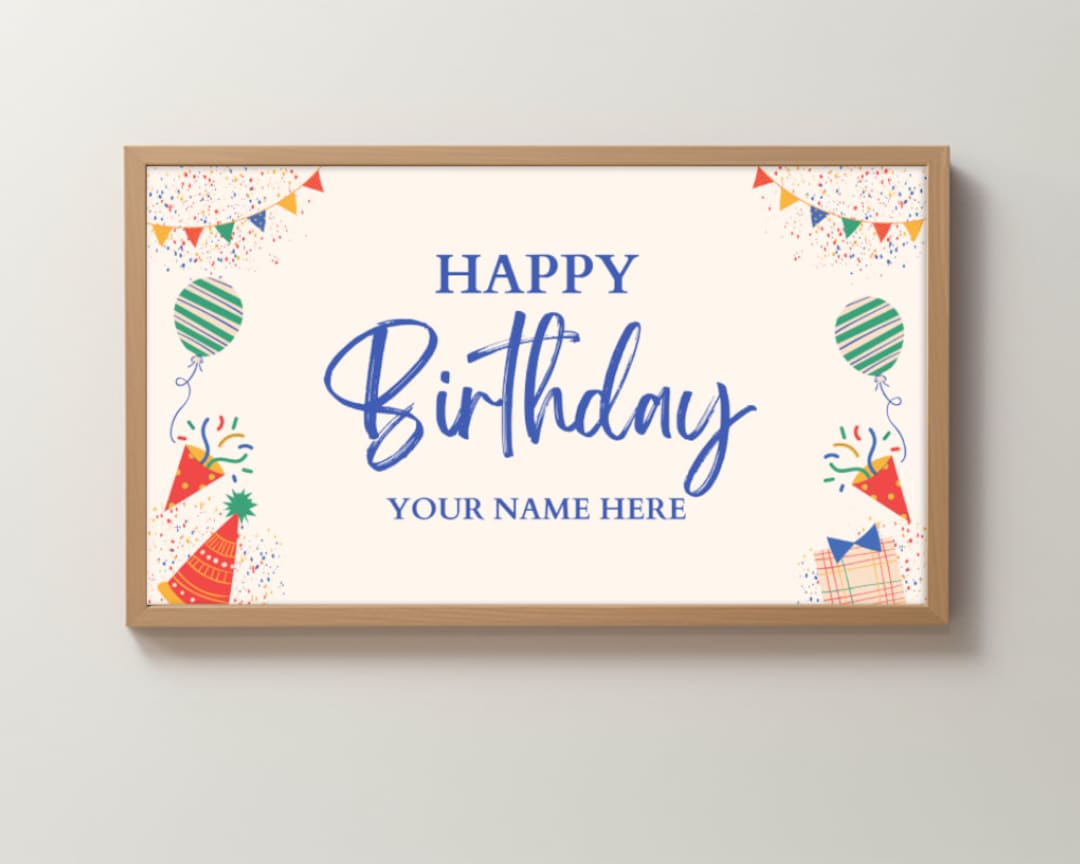 Personalized Frame TV Happy Birthday Art Canva Template, Custom Happy ...