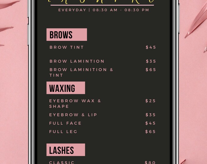 Lash Price List Template - Etsy