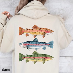 Unisex Trout Fishing Hoodie, Hooded Sweatshirt for Anglers, Fishing Dad ...