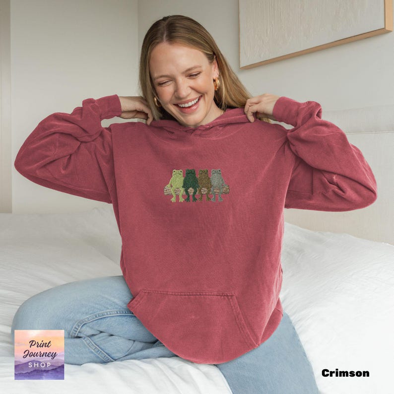 Faux Yarn Frog Hoodie, Comfort Colors 1567, Cute Frog Sweatshirt, Cozy ...
