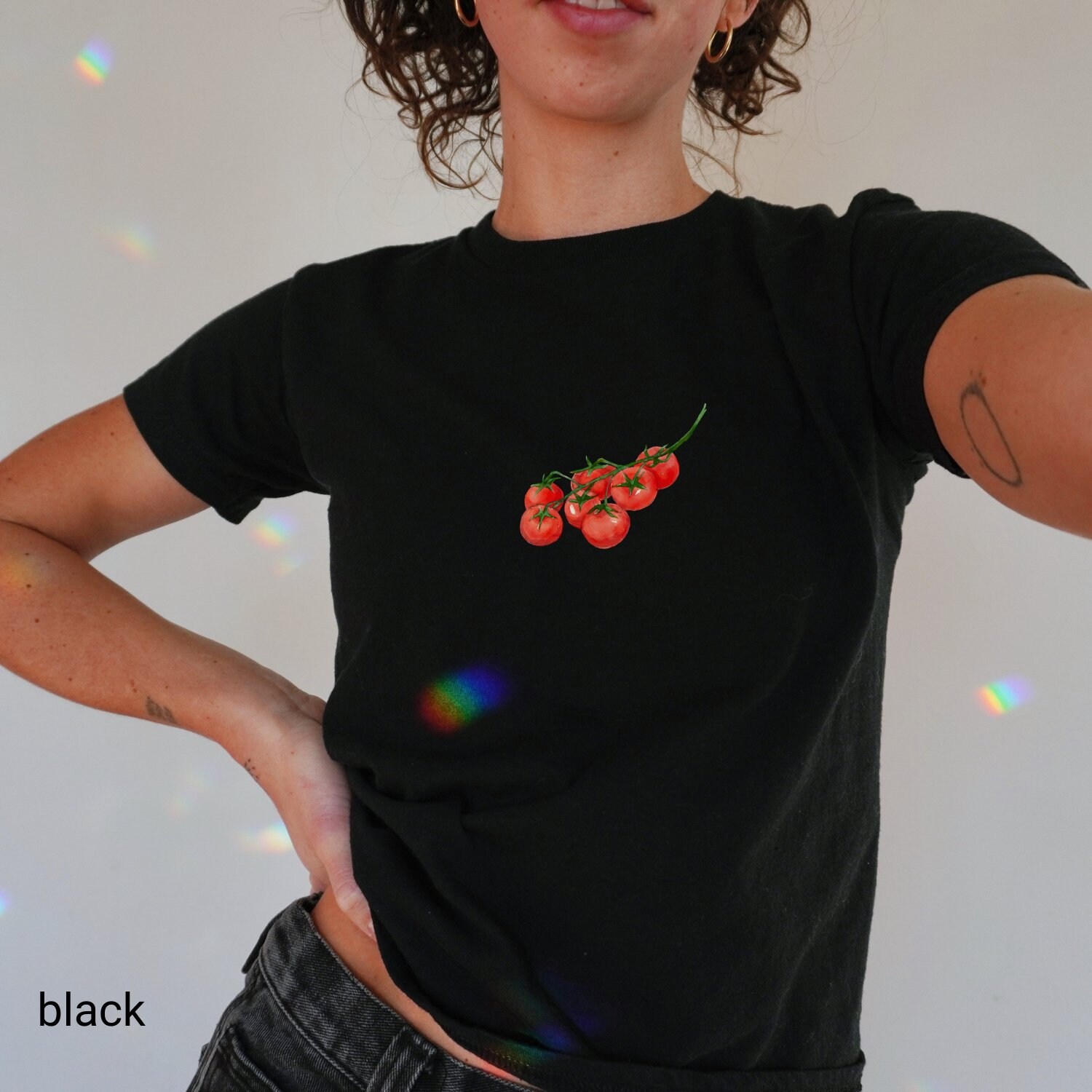 Retro Tomato Graphic Tee, Tomato Girl Baby Tee, Coquette Baby Tee, 90s ...