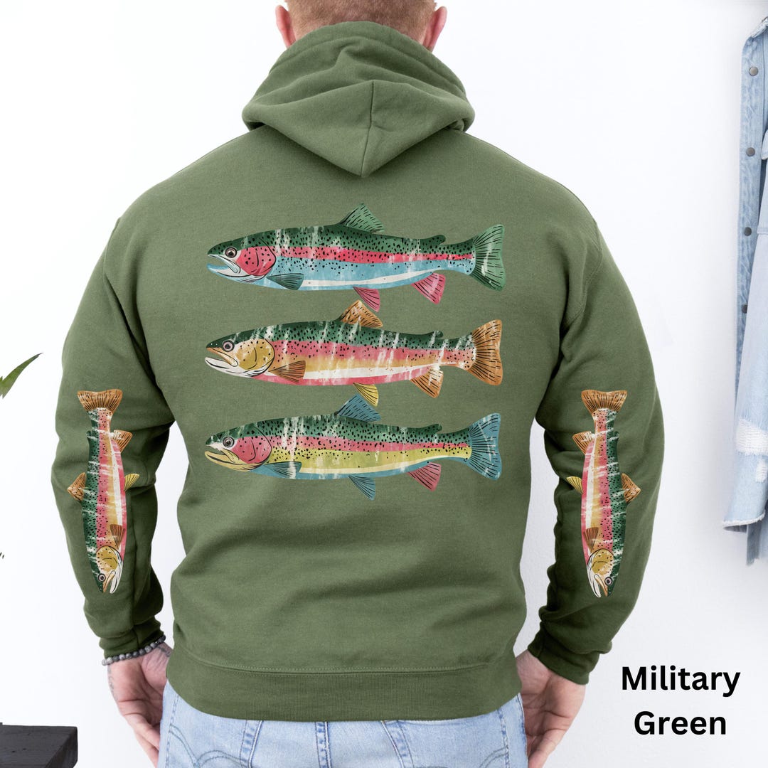 Trout Fishing Hoodie, Colorful Fish Hooded Sweatshirt, Fishing Gift for ...