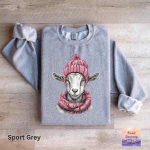 Cute Goat Sweatshirt, Cozy Animal Print Shirt, Funny Farm Animal ...