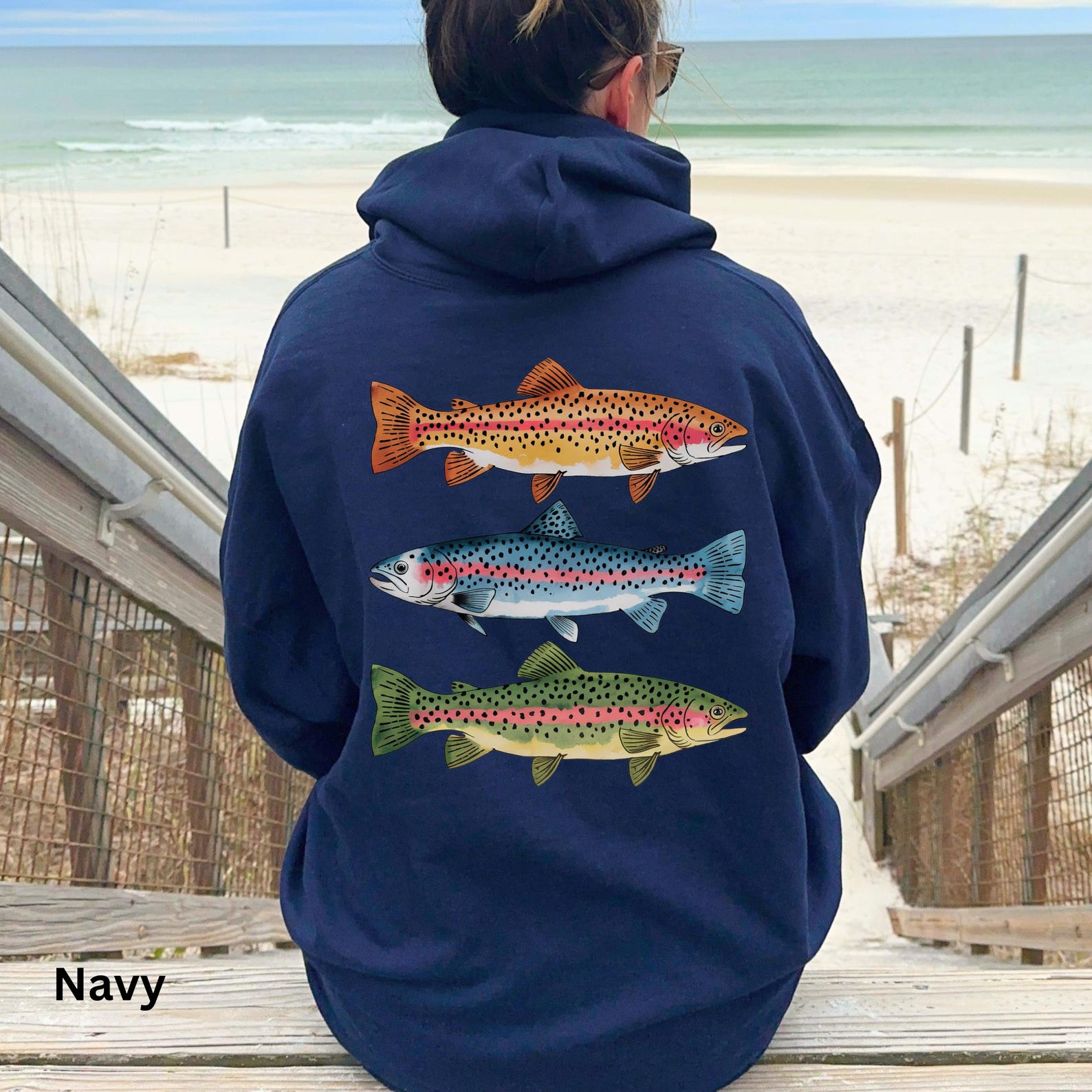 Unisex Trout Fishing Hoodie, Hooded Sweatshirt for Anglers, Fishing Dad ...
