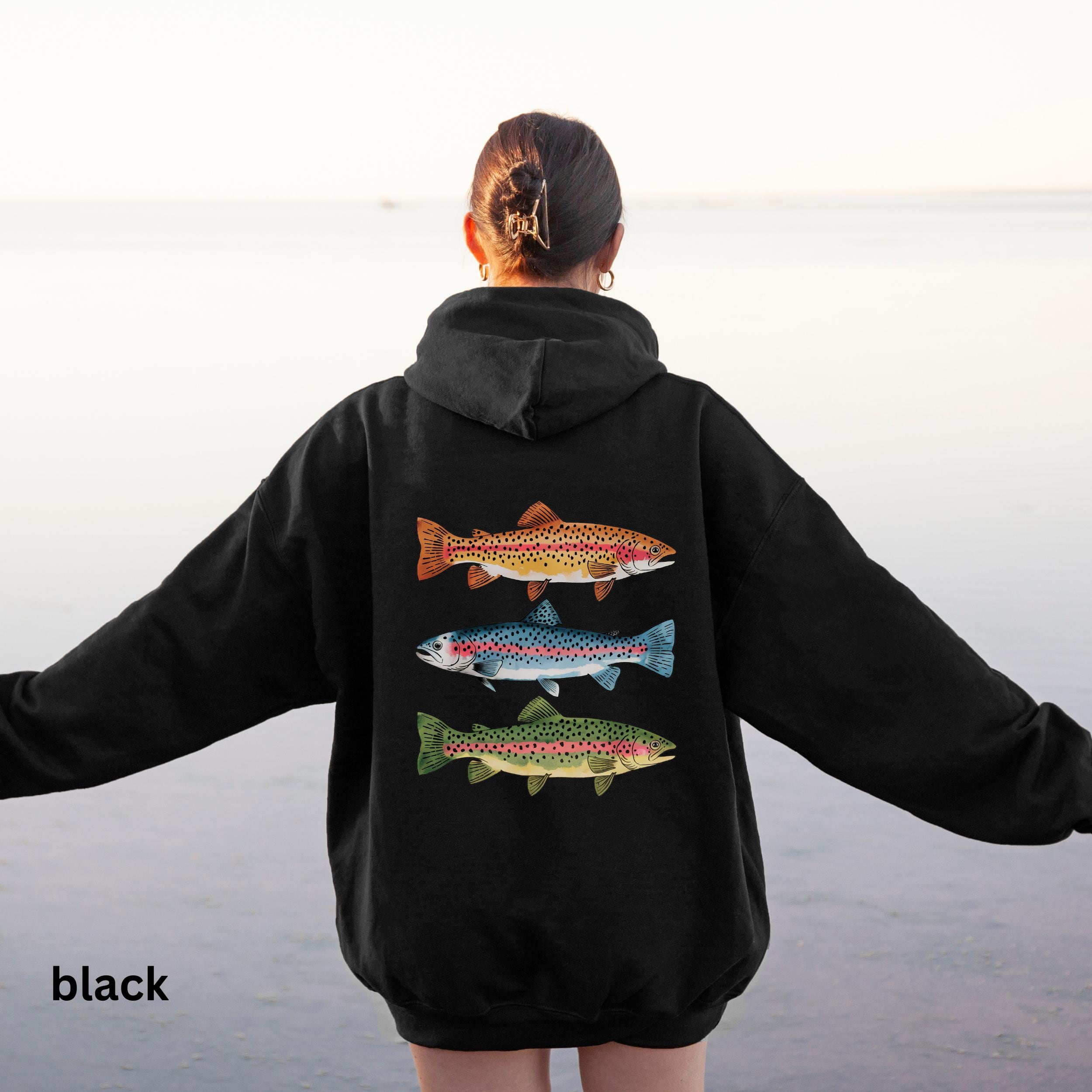 Unisex Trout Fishing Hoodie, Hooded Sweatshirt for Anglers, Fishing Dad ...