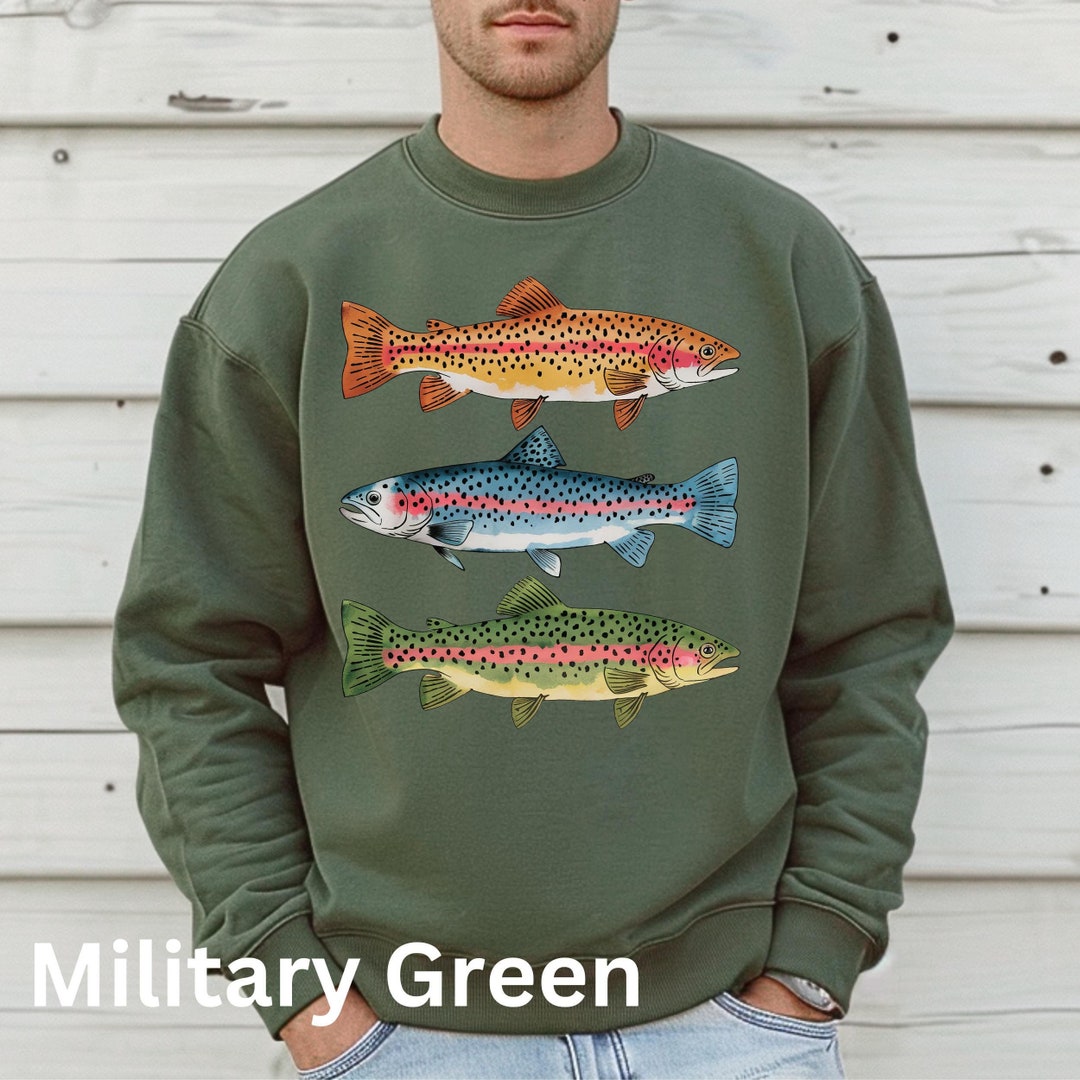 Trout Sweatshirt, Fish Sweatshirt, Fishing Shirt, Trout Crewneck, Gifts ...