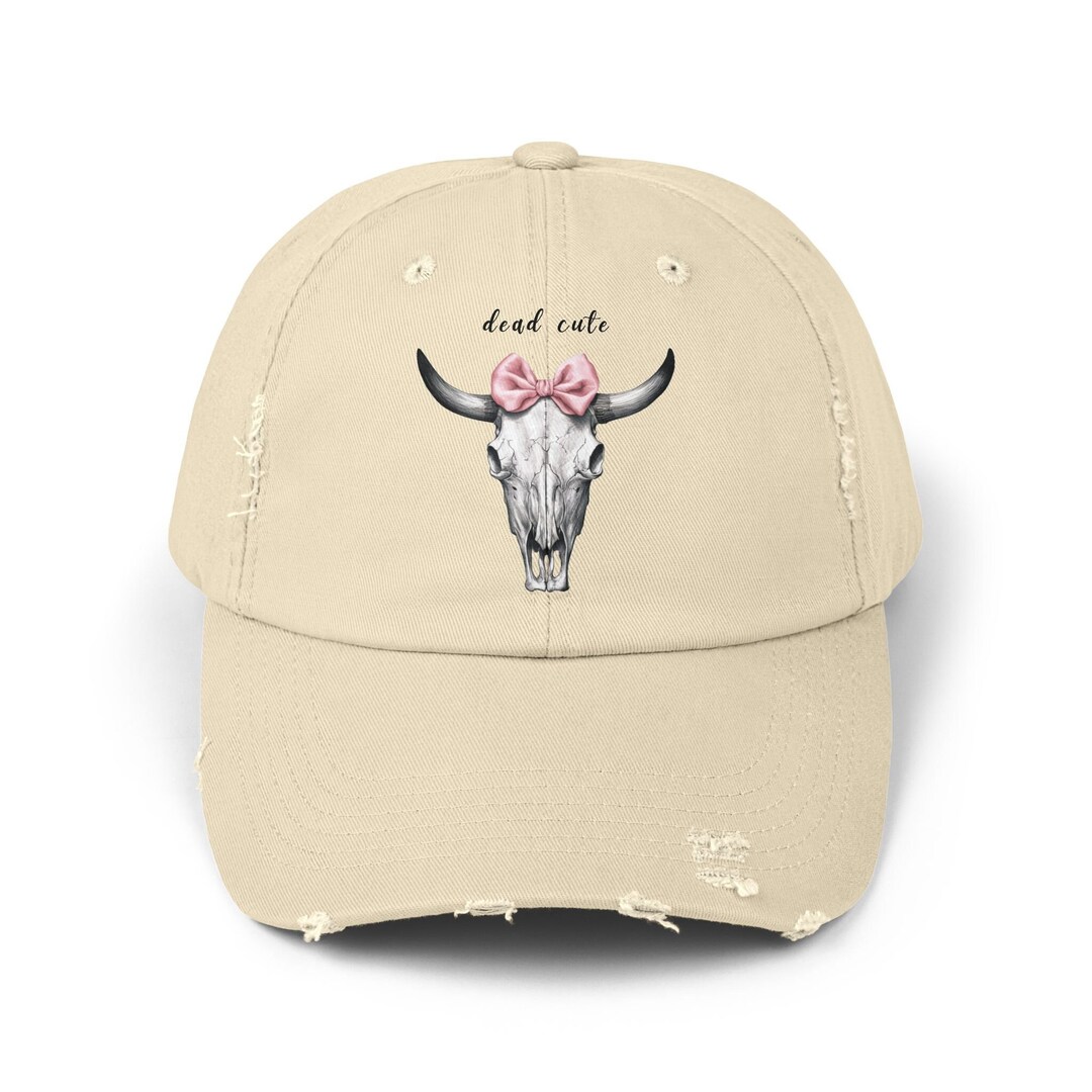 Cowgirl Baseball Cap, Cow Skull Distressed Cap, Western Coquette Cap ...