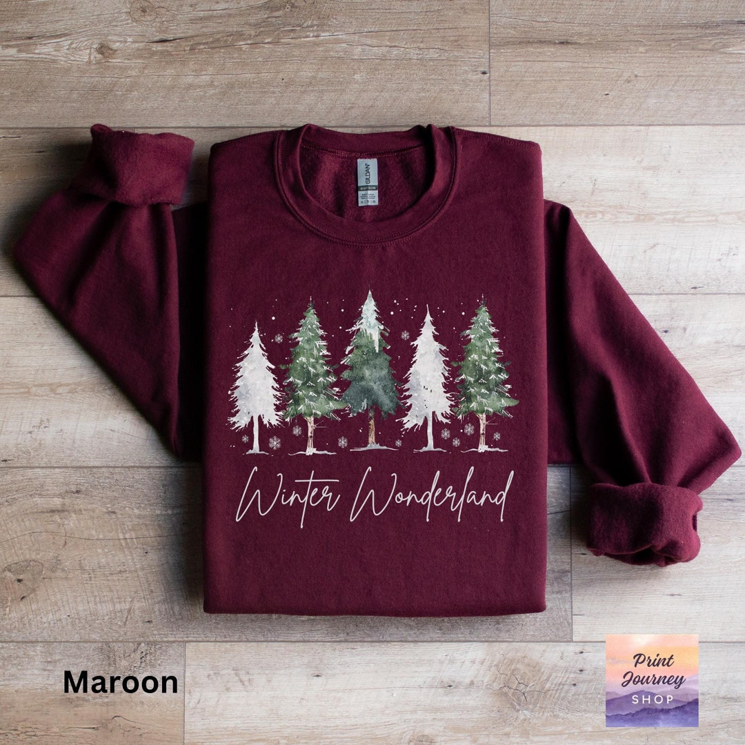 Winter Wonderland Sweatshirt, Pine Tree Crewneck, Evergreen Trees Tee ...