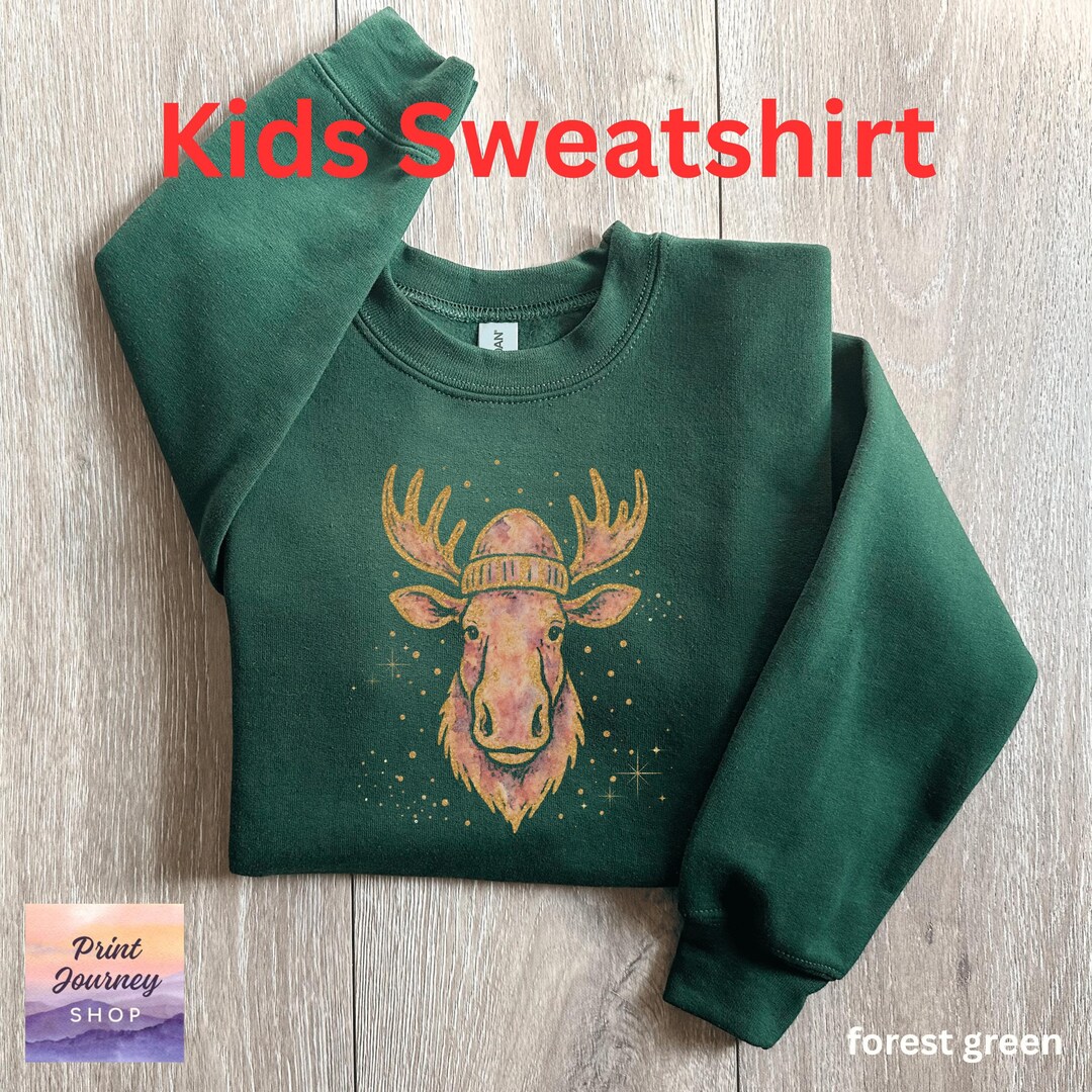 Cute Moose Sweatshirt, Autumn Design, Fall Colors, Animal Sweater, Cozy ...