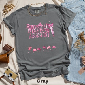 Pink Medical Assistant T-shirt, Cute Healthcare Worker Tee, Girly ...