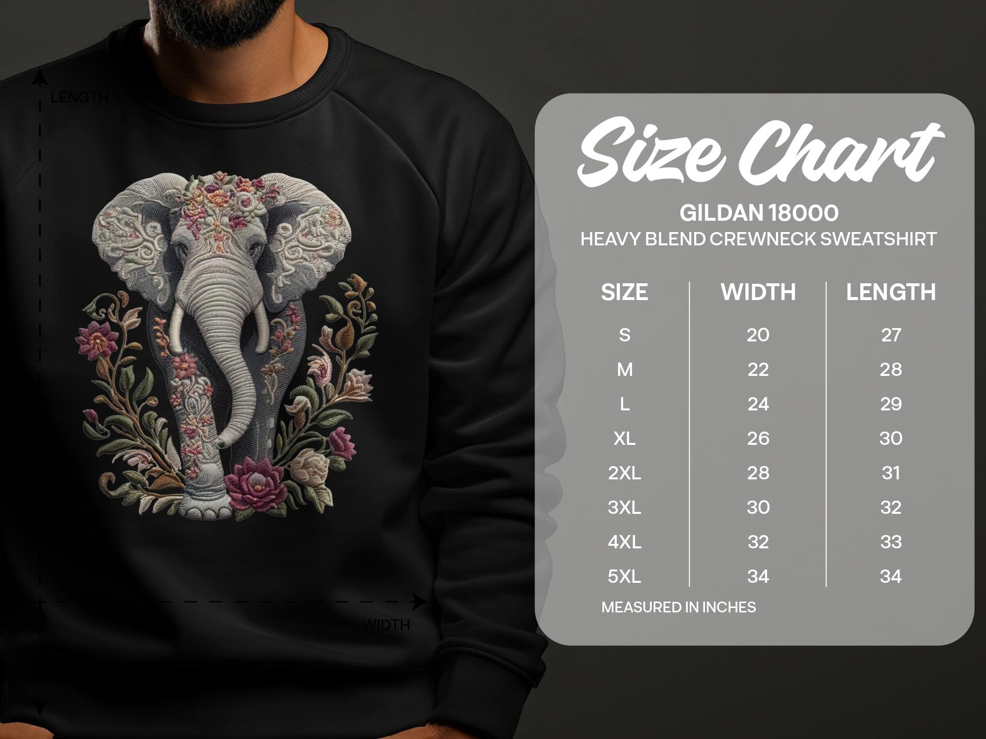 Embroidery Style Elephant T-shirt, Elephant Sweatshirt, Floral Elephant ...