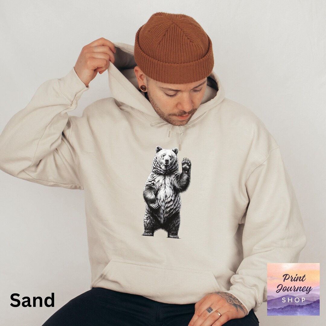 Bear Hoodie, Unisex Adult Hooded Sweatshirt, Animal Print Pullover ...