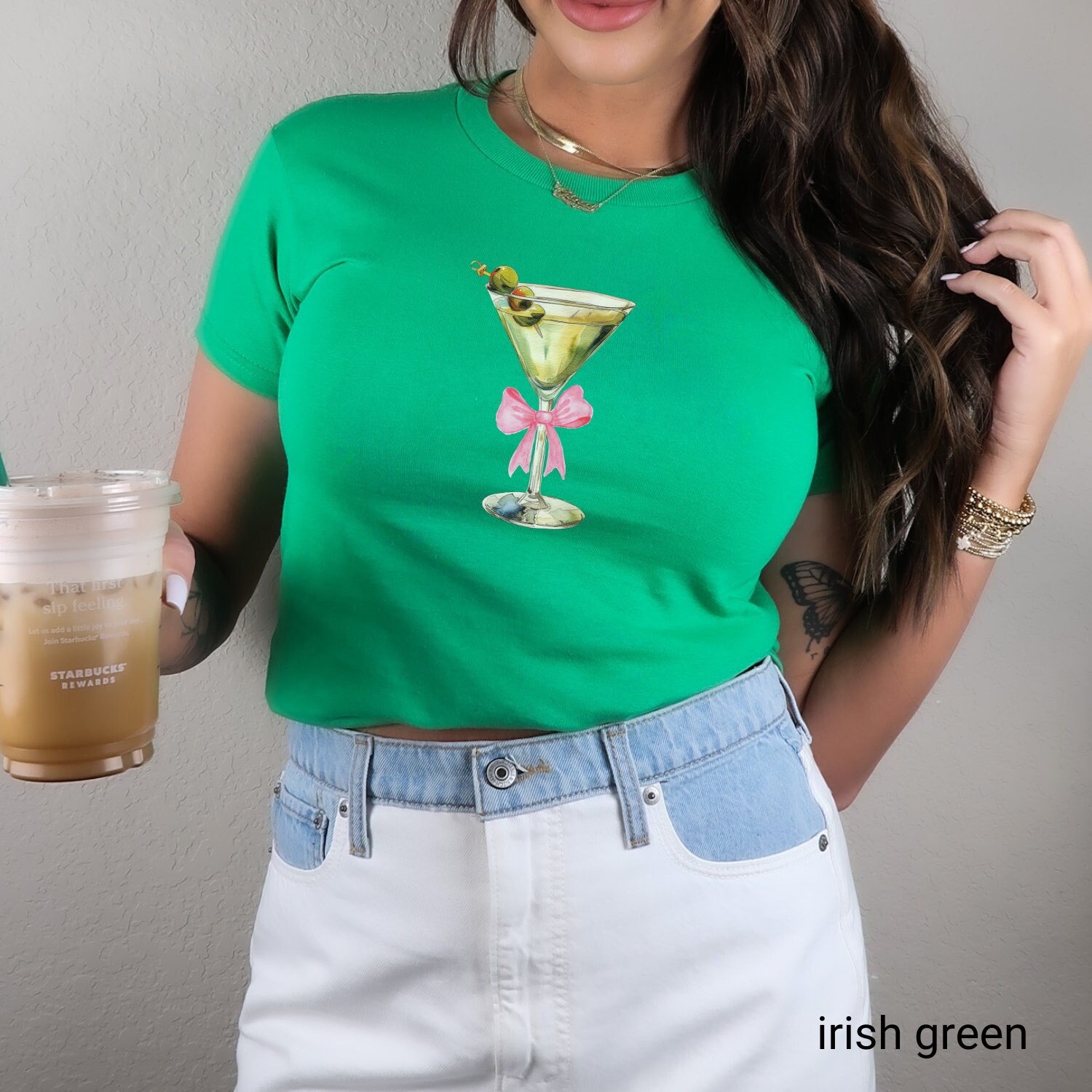 Coquette Martini Glass Tee, Y2K Aesthetic, Pink Bow, Cute Cocktail ...