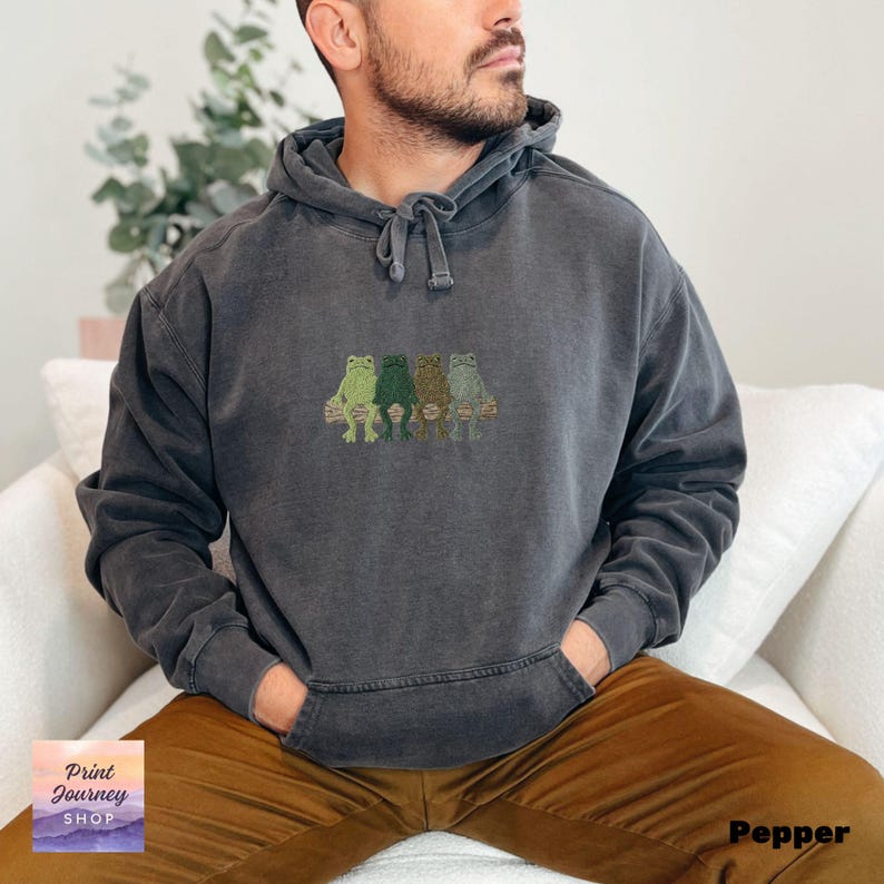 Faux Yarn Frog Hoodie, Comfort Colors 1567, Cute Frog Sweatshirt, Cozy ...