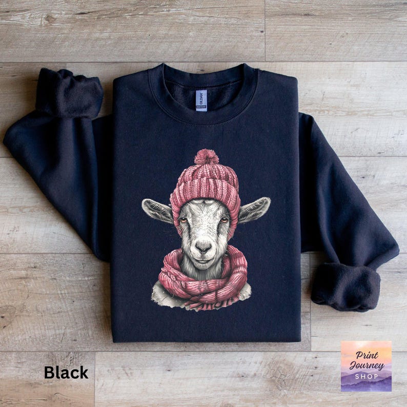 Cute Goat Sweatshirt, Cozy Animal Print Shirt, Funny Farm Animal ...
