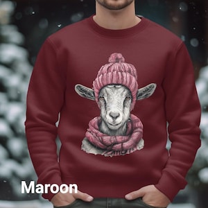 Cute Goat Sweatshirt, Cozy Animal Print Shirt, Funny Farm Animal ...