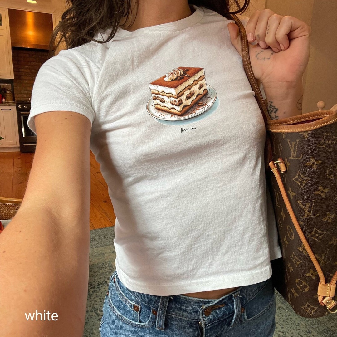 Y2K Coquette Style Tiramisu Graphic Tee, Cute Aesthetic Adult Baby Tee ...
