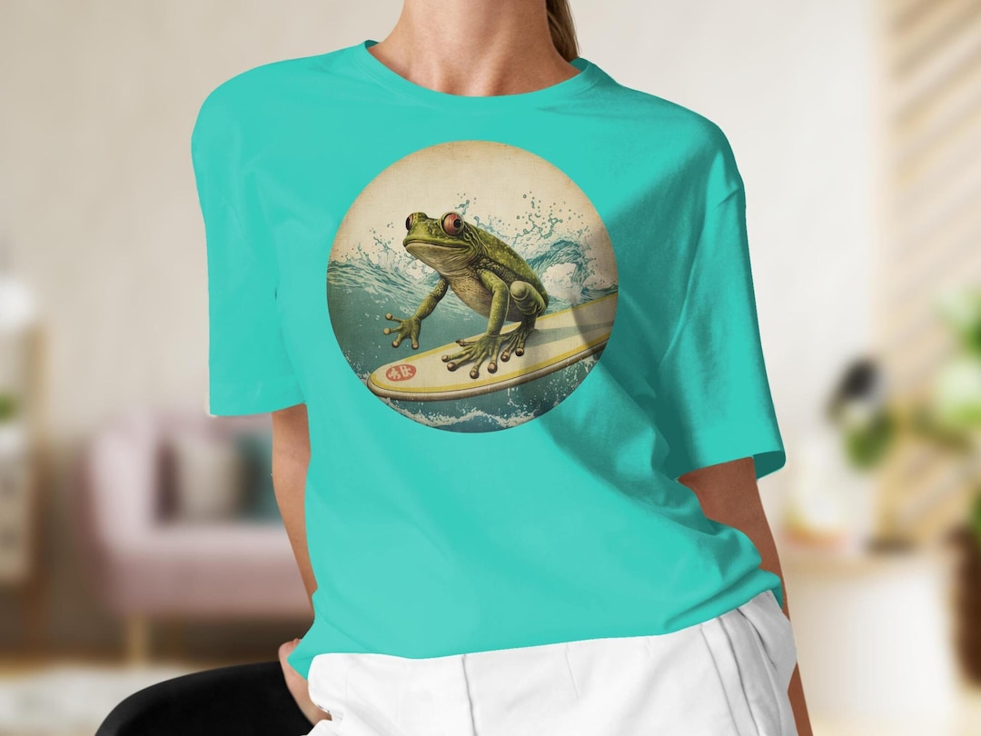 Retro Frog Surfing on a Surfboard T-shirt, Surfer Gift, Surfing Tshirt ...