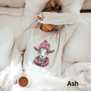Cute Goat Sweatshirt, Cozy Animal Print Shirt, Funny Farm Animal ...