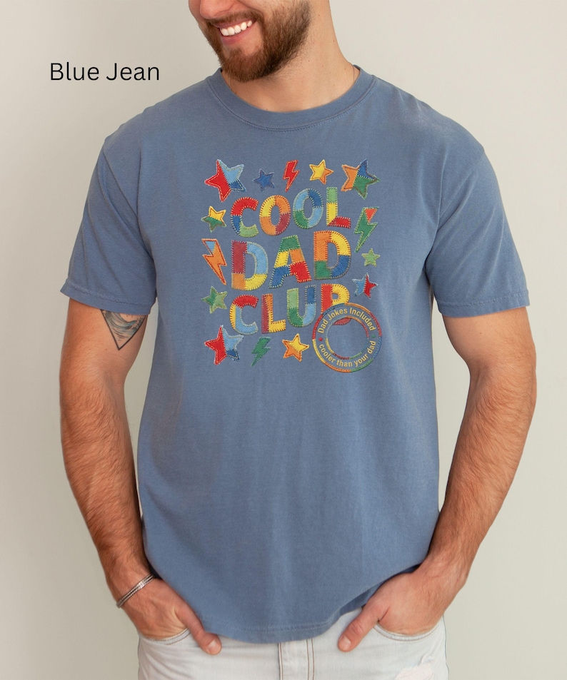 Cool Dad Club T-shirt, Gift for Dad, Faux Patchwork Design Tee, Humor ...