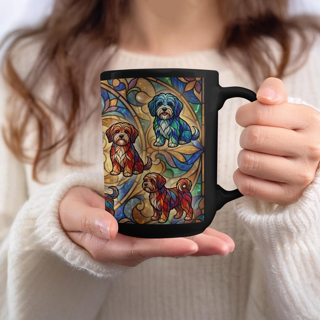 Havapoo Dog Mug, Faux Stained Glass Art Dog Lover Gift, Coffee or Tea ...