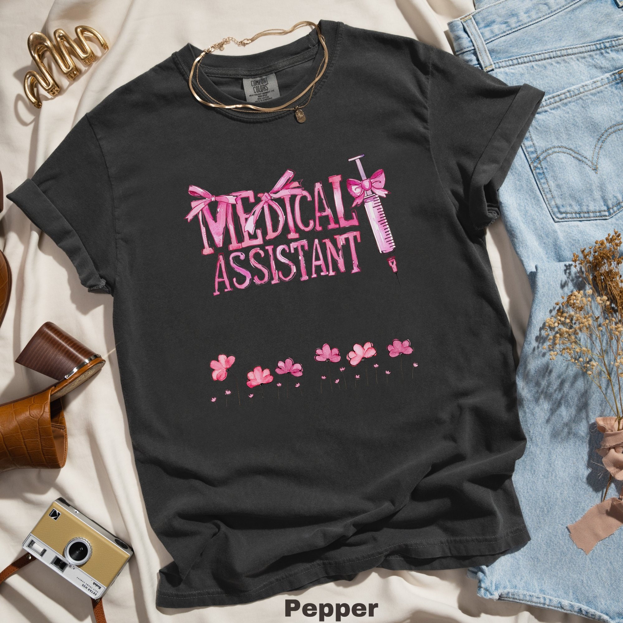 Pink Medical Assistant T-shirt, Cute Healthcare Worker Tee, Girly ...