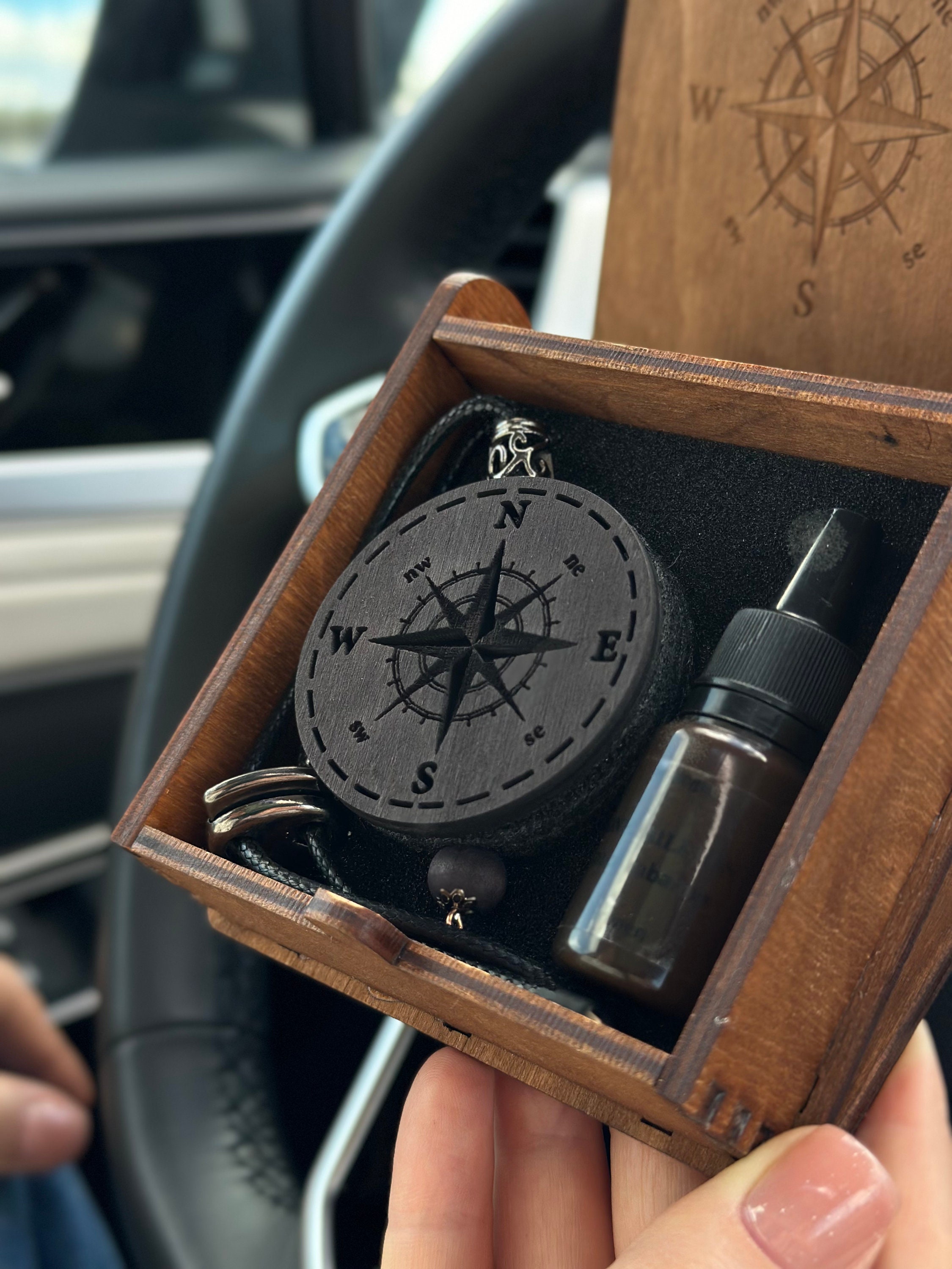 Nautical Gift Box for Man, Car Oil Diffuser, Engraved Compass Gift ...