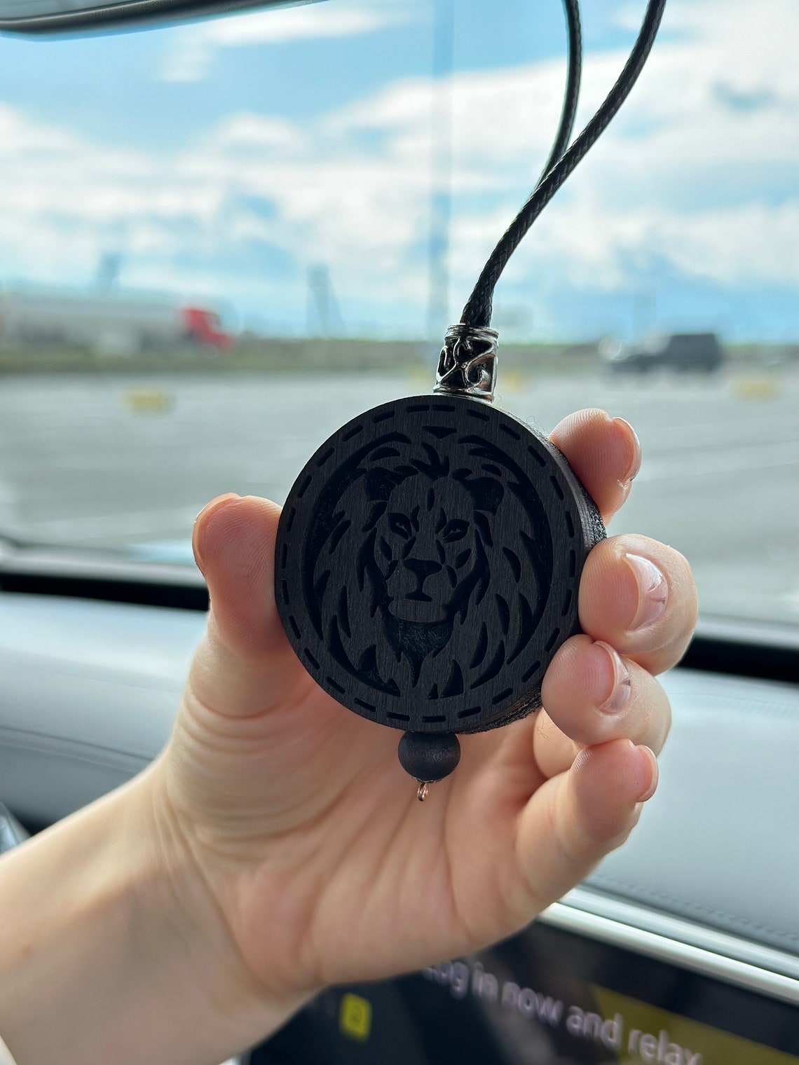 Engraved Lion Wooden Car Diffuser Gift Box, Personalized Car Fragrance ...