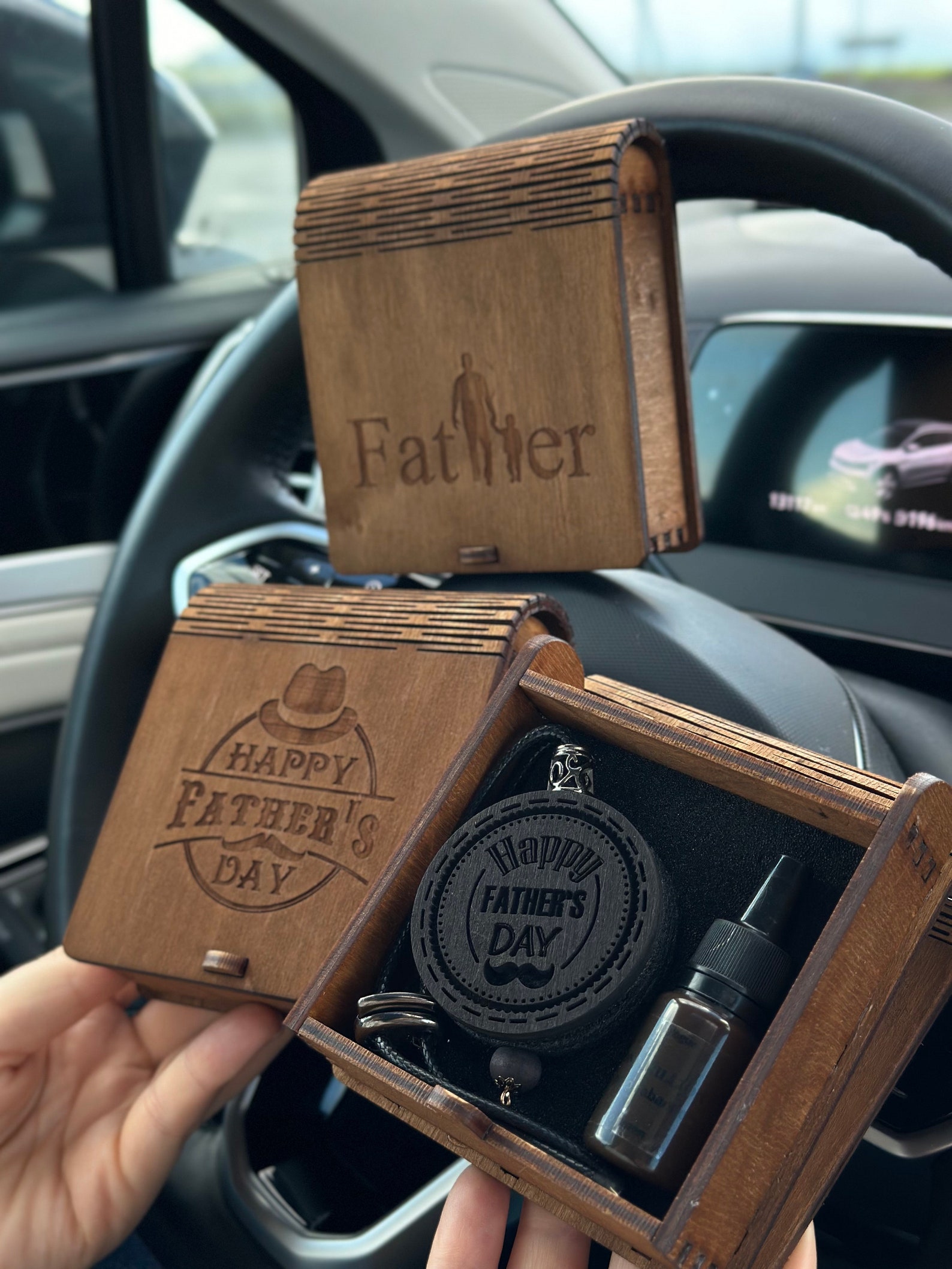 Car Freshener With Gift Box, Personalized Laser Engraving, Wooden Car ...
