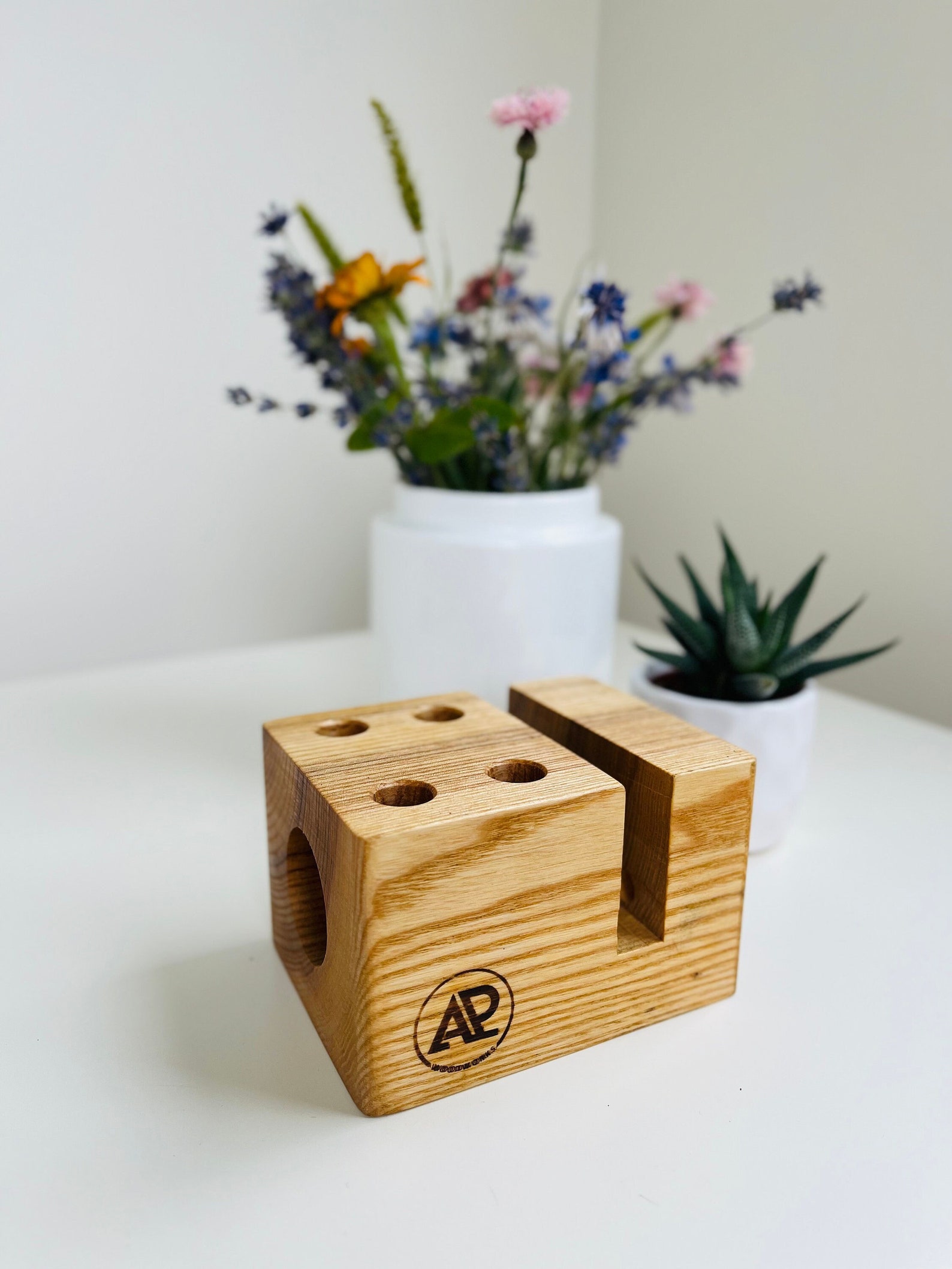 Handmade Wooden Pencil Holder, for Brushes, Pen, Make up Tools ...