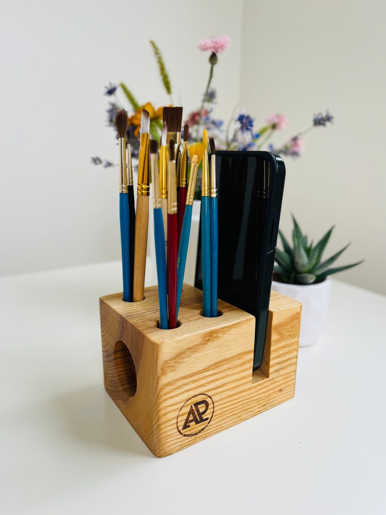 Handmade Wooden Pencil Holder, for Brushes, Pen, Make up Tools ...