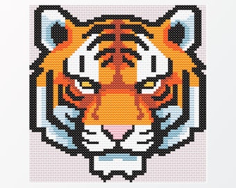 Lucky Tiger Cross Stitch Pattern PDF Modern Cross Stitch Easy Big Cat ...