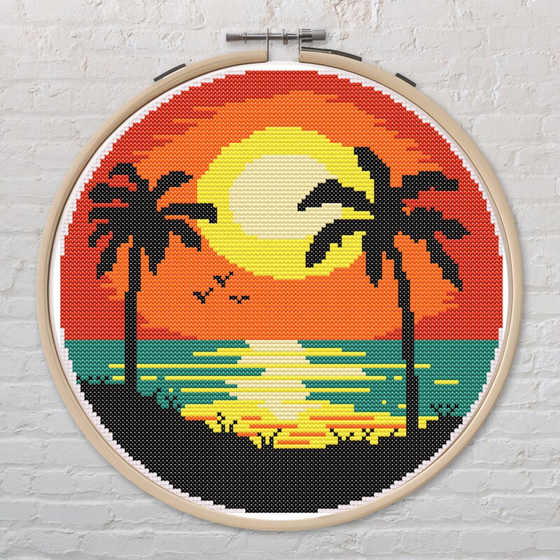 Cross Stitch Sunset - Etsy