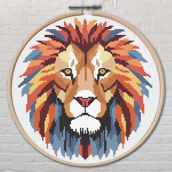 Lion Cross Stitch - Etsy