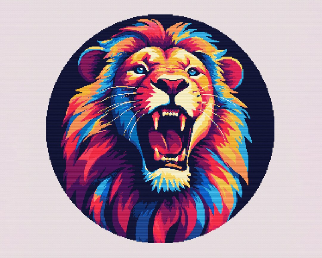 Colorful Lion Cross Stitch Pattern PDF - Etsy