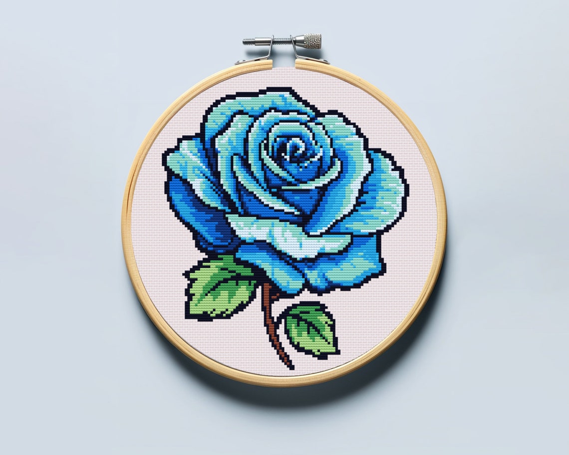 Blue Rose Cross Stitch Pattern PDF. - Etsy