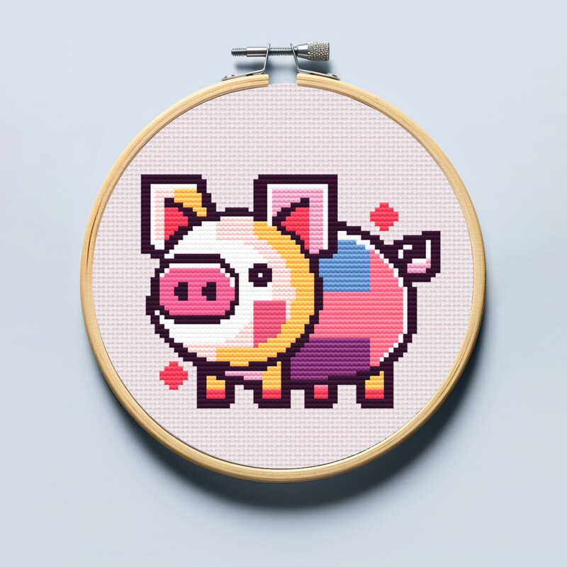 Pig Cross Stitch - Etsy