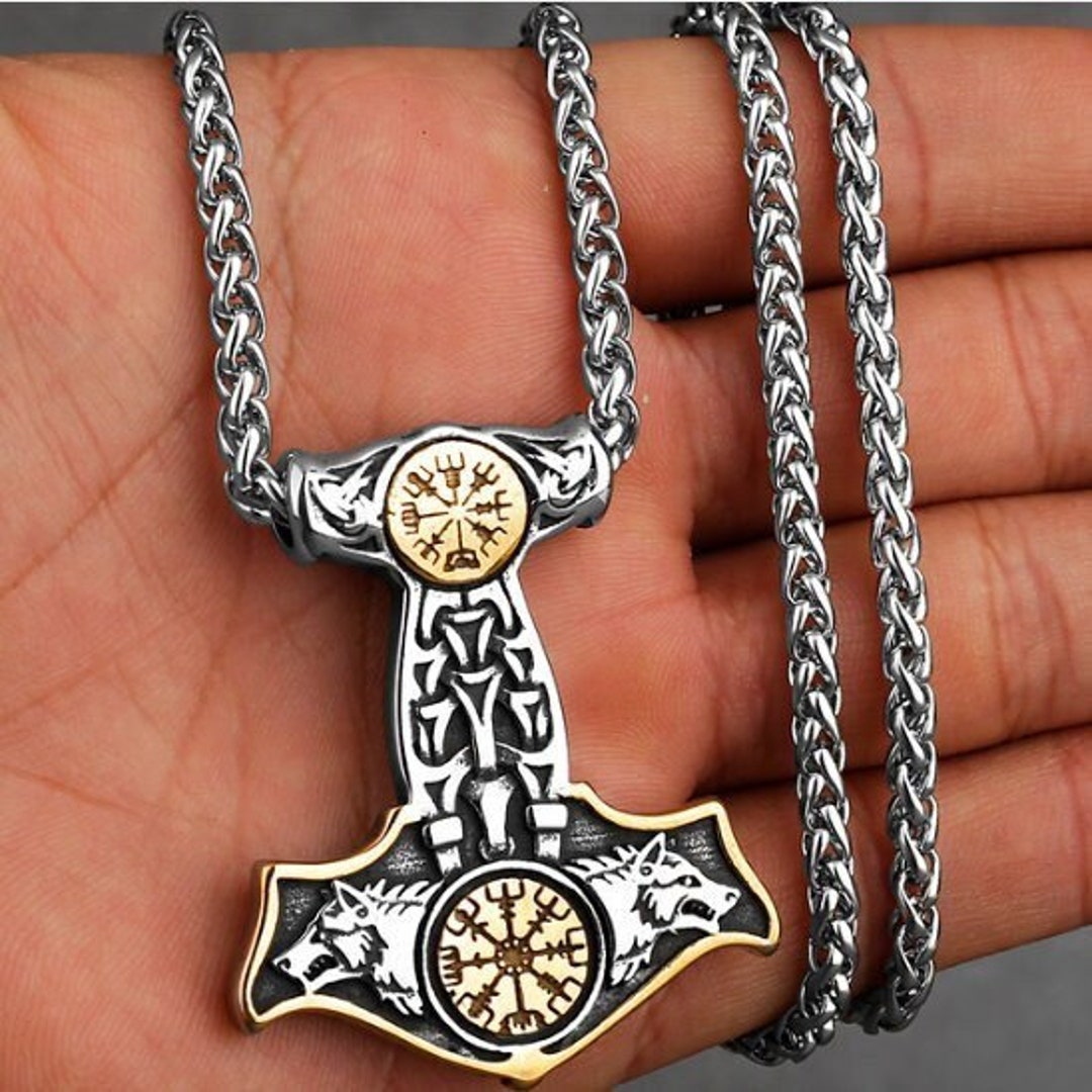 Handcrafted Nordic Pendant With Skoll and Hati - Two Wolves of Norse ...