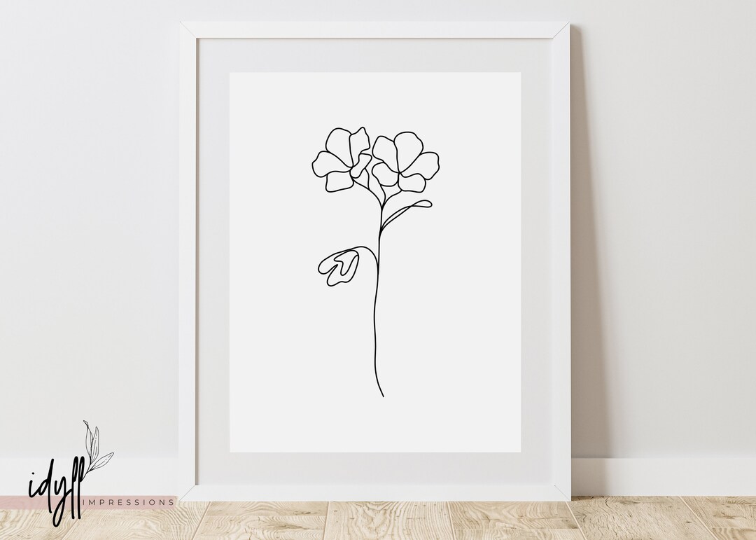 Violet Line Art Floral Line Art Flower Line Art Minimalist - Etsy